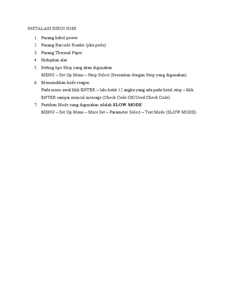 Sop Dirui h100 | PDF