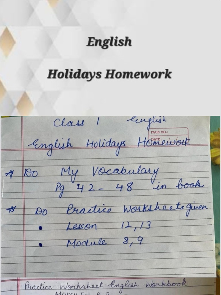Class 1 Winter Holidays Homework | PDF