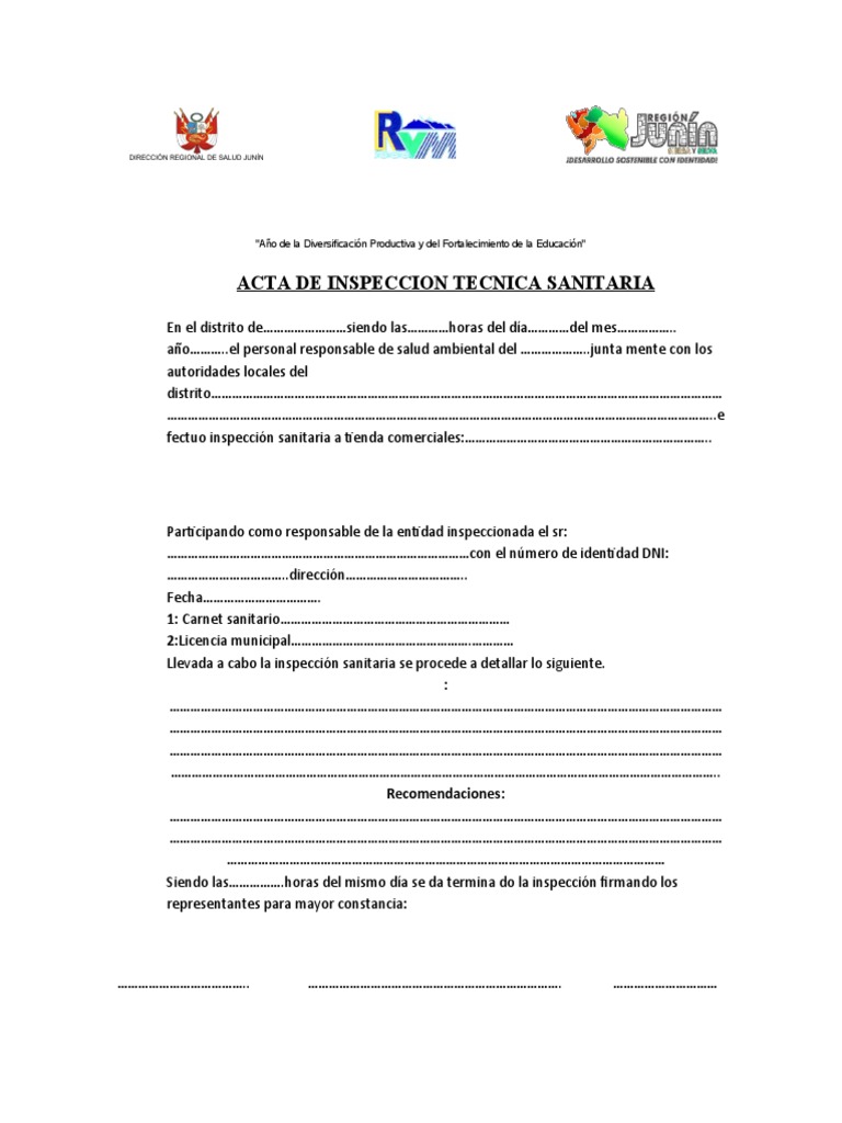Acta de Inspeccion Sanitaria | PDF