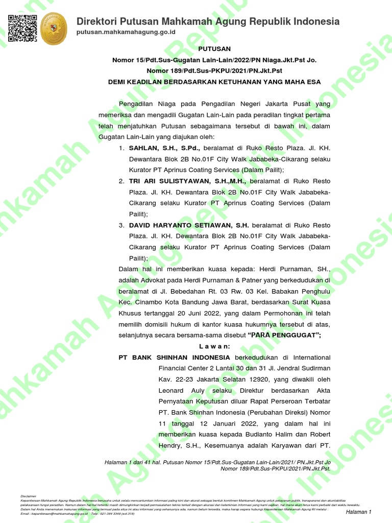 Gugatan Lain Lain THDP BANK | PDF