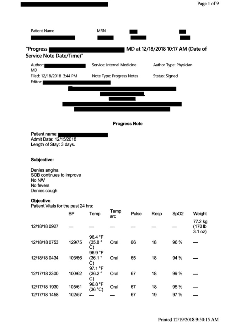 Test Case 3 H&P - Redacted | PDF | Clinical Medicine | Medical Specialties