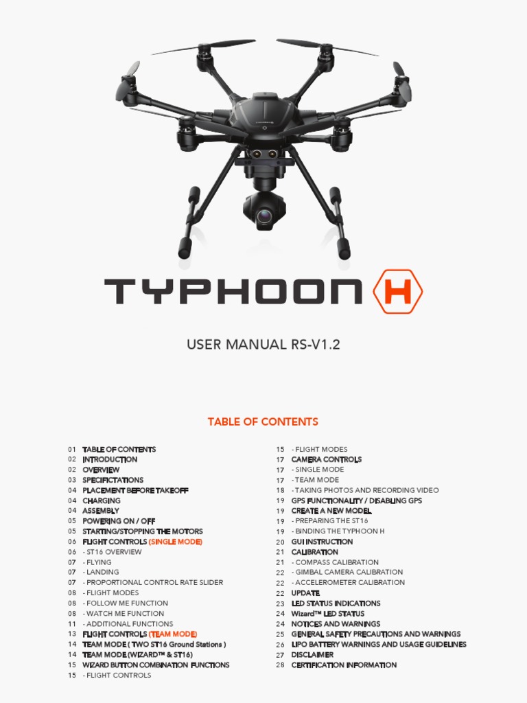 Typhoon H User Manual-V1.2 | PDF | Battery Charger | Camera