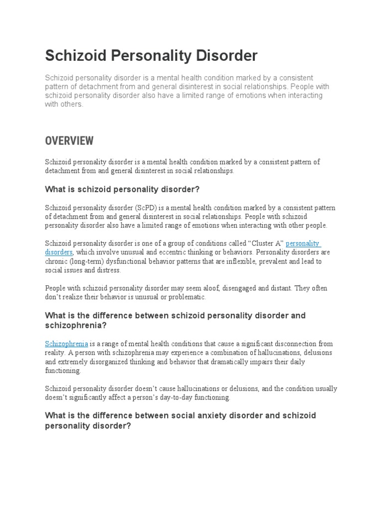 Understanding Schizoid Personality Disorder | PDF | Mental Disorder ...