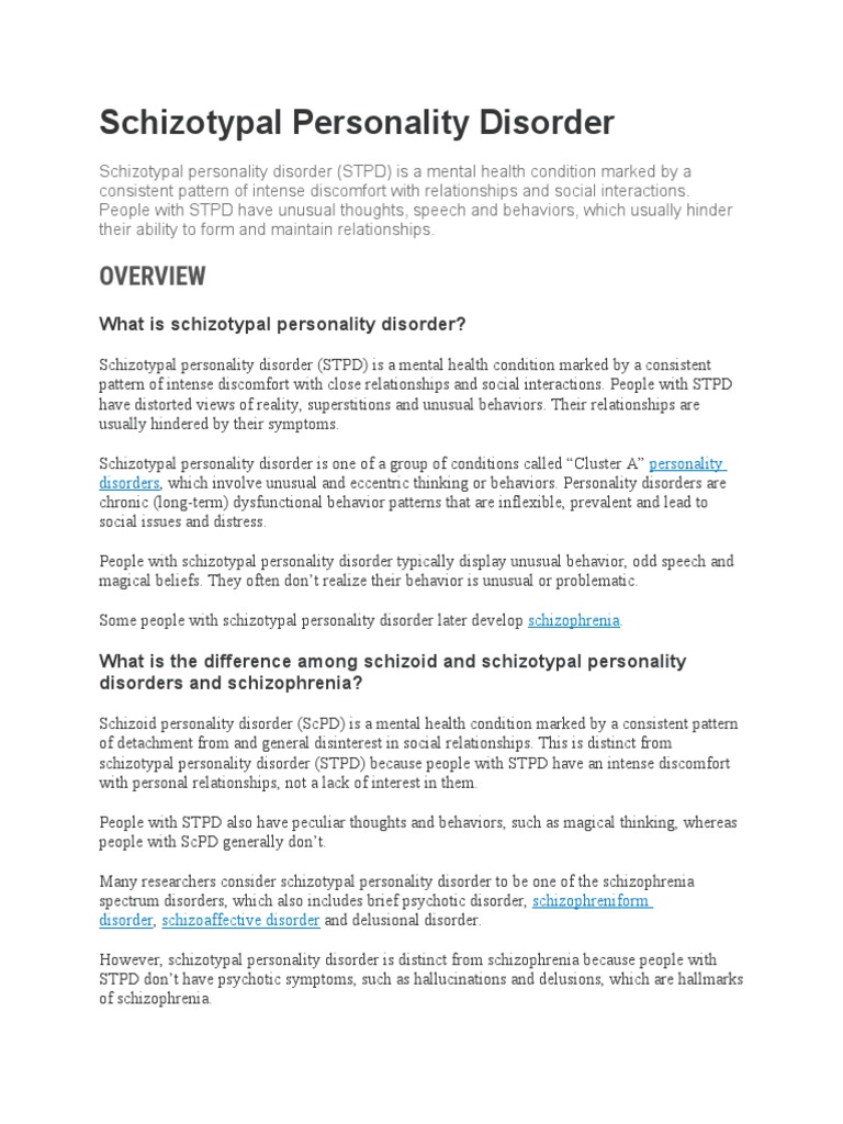 Schizotypal Personality Disorder | PDF | Mental Disorder | Personality ...