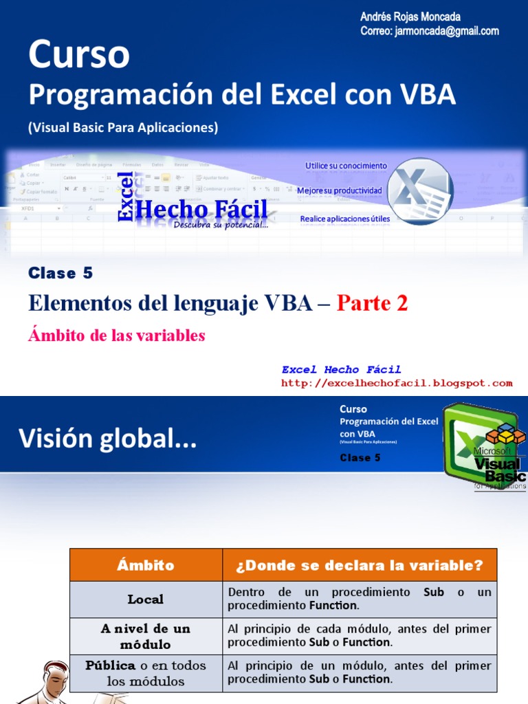 Clase 5 (Presentacion) - Elementos Del Lenguaje VBA | Descargar gratis PDF | Básico | Microsoft ...