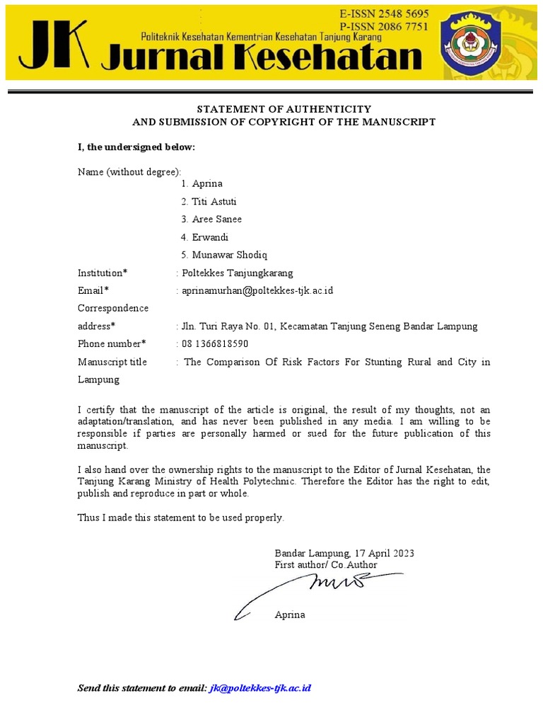 Statement of authenticity Aprina | PDF