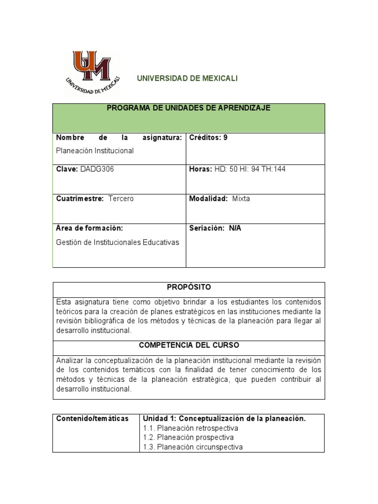 Planeación Institucional Educativa | PDF | Planificación | Aprendizaje