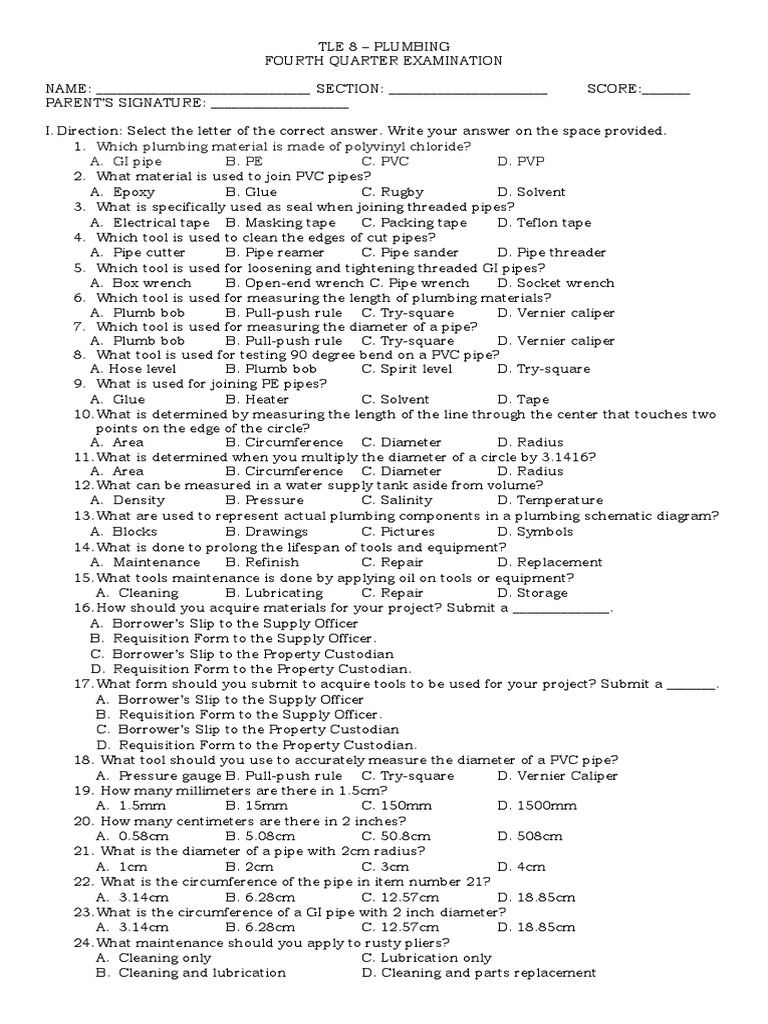 TLE 8-Plumbing | PDF | Plumbing | Pipe (Fluid Conveyance)