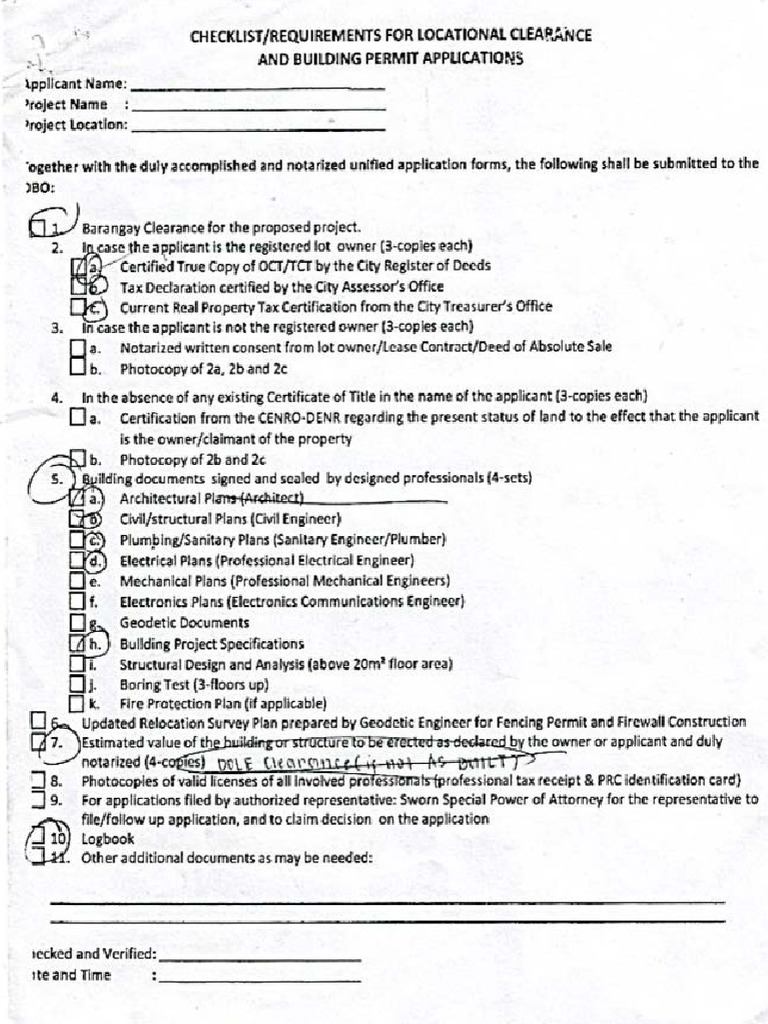 Building Permit Application Checklist | PDF | Common Law | Business