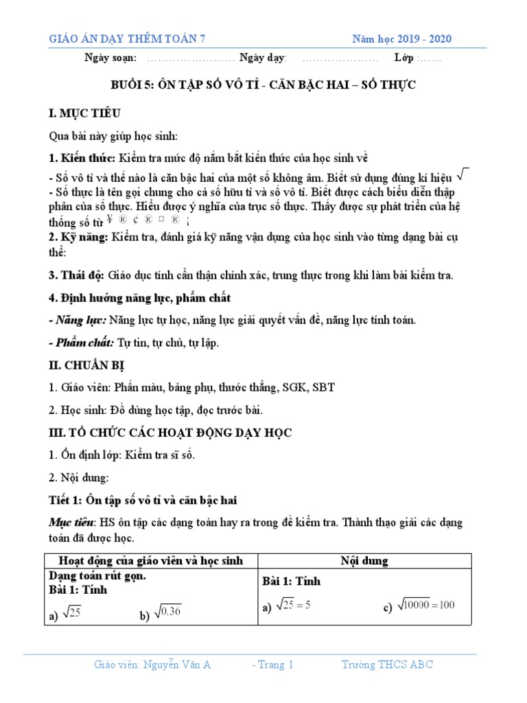 5 On Tap Ve So Vo Ti, So Thuc HK1 | PDF