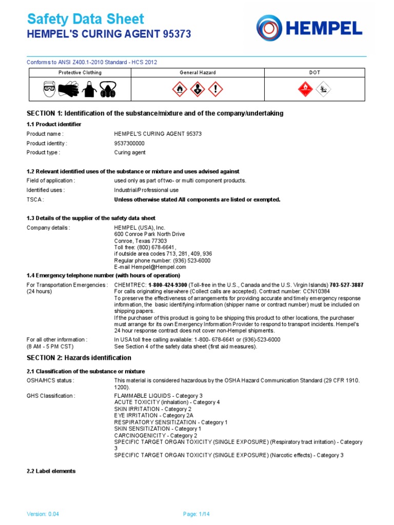 MSDS HEMPATHANE 55810 Part B | PDF | Toxicity | Chemistry