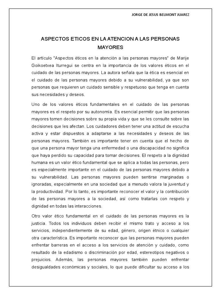 Aspectos Eticos en La Atencion A Las Personas Mayores | PDF | Toma de decisiones | Ciencias del ...