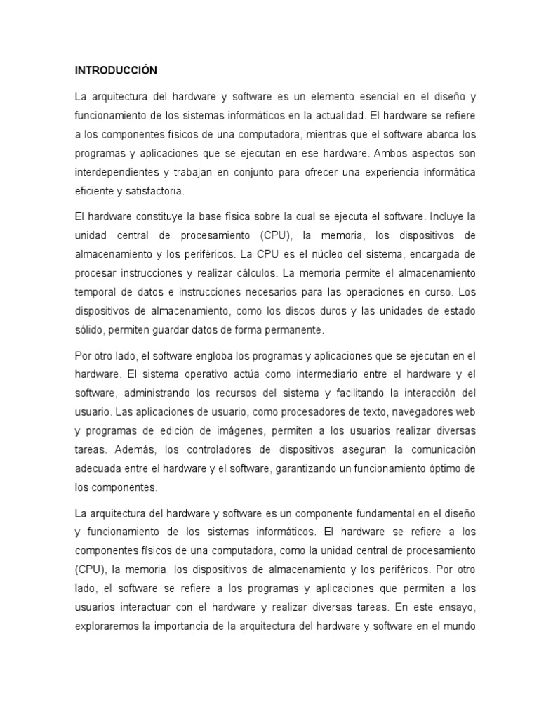 Arquitectura de Hardware y Software | PDF | Hardware de la computadora ...