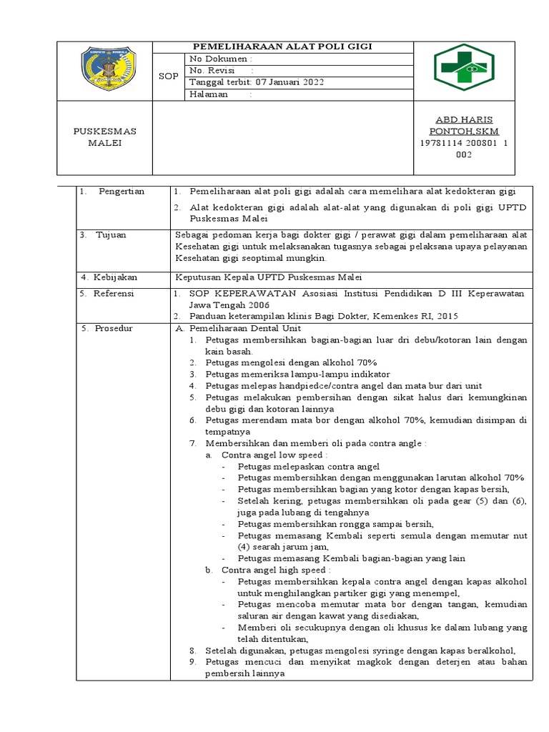Sop Pemeliharaan Alat | PDF
