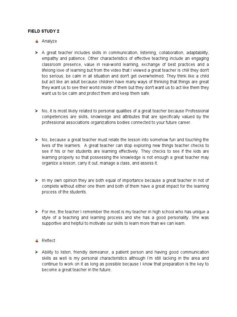 Field Study 2 | Download Free PDF | Teachers | Learning