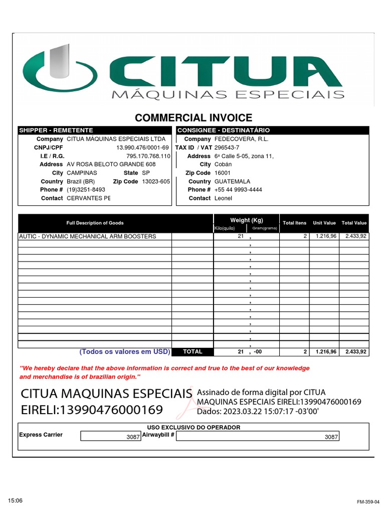 Invoice Leonel | PDF