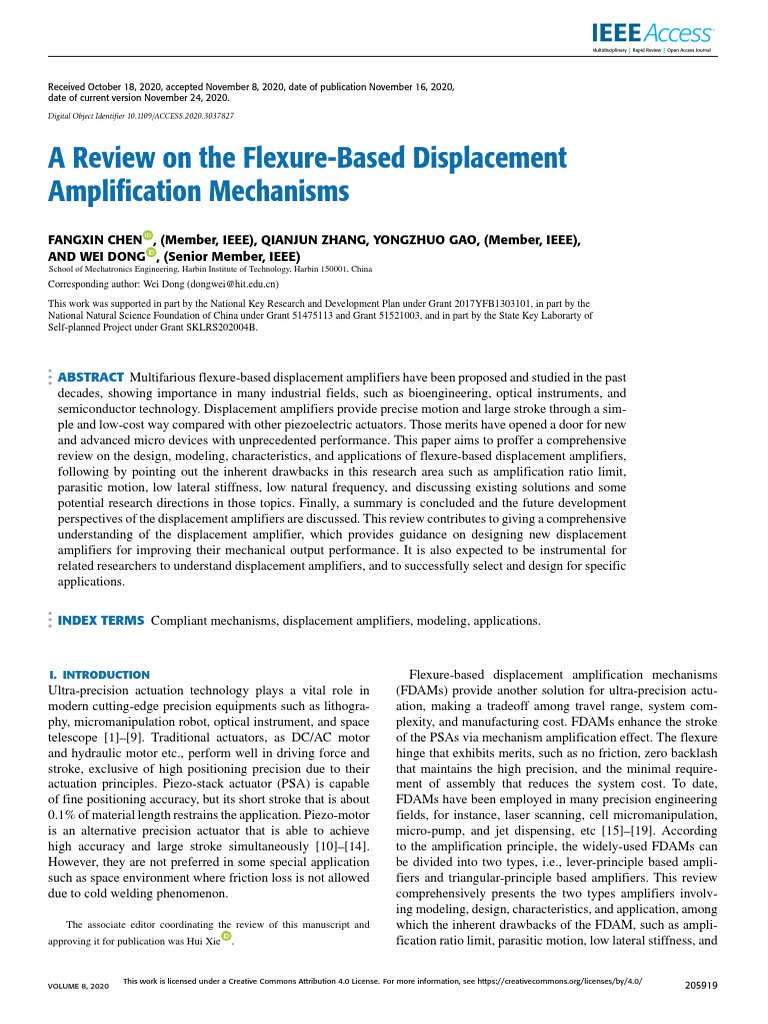 A Review On The Flexure-Based Displacement Amplification Mechanisms | PDF | Amplifier | Bending