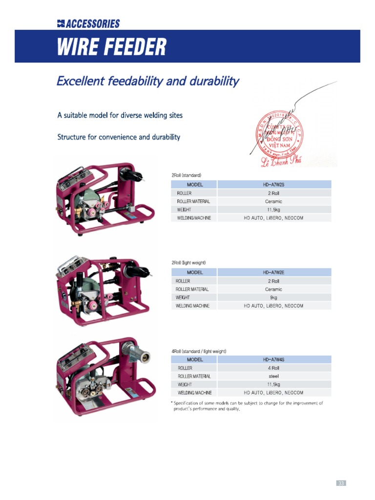 HD Auto Wire Feeder Hyundai Welding Machines | PDF