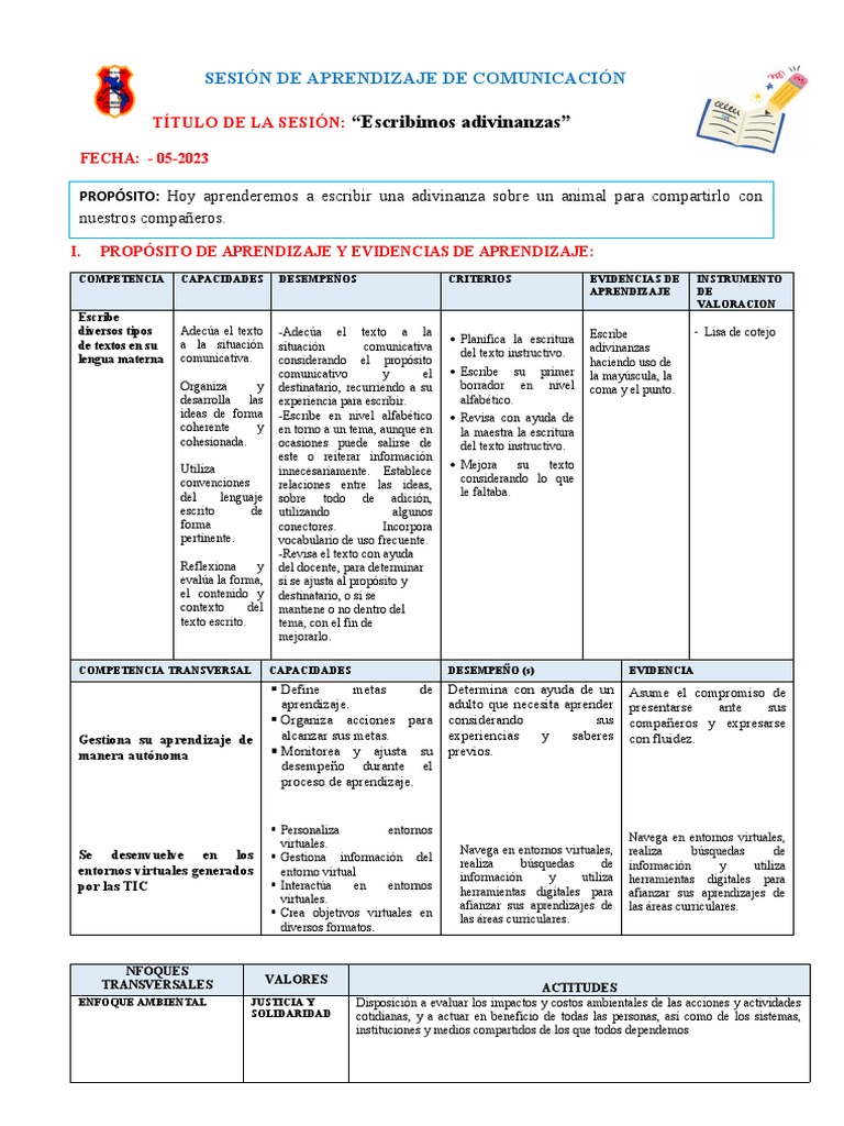 Escribimos Una Adivinanza | PDF | Aprendizaje | Ciencias del comportamiento