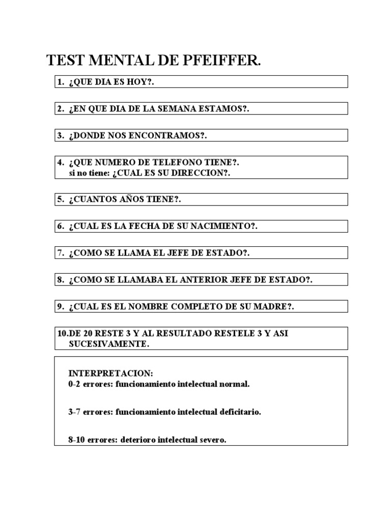 Escala de Pfeiffer | PDF