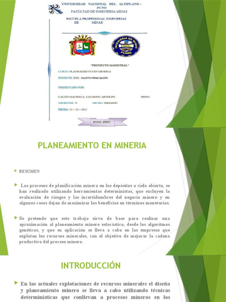 PROYECTO MAGISTRAL | PDF | Minería | Planificación