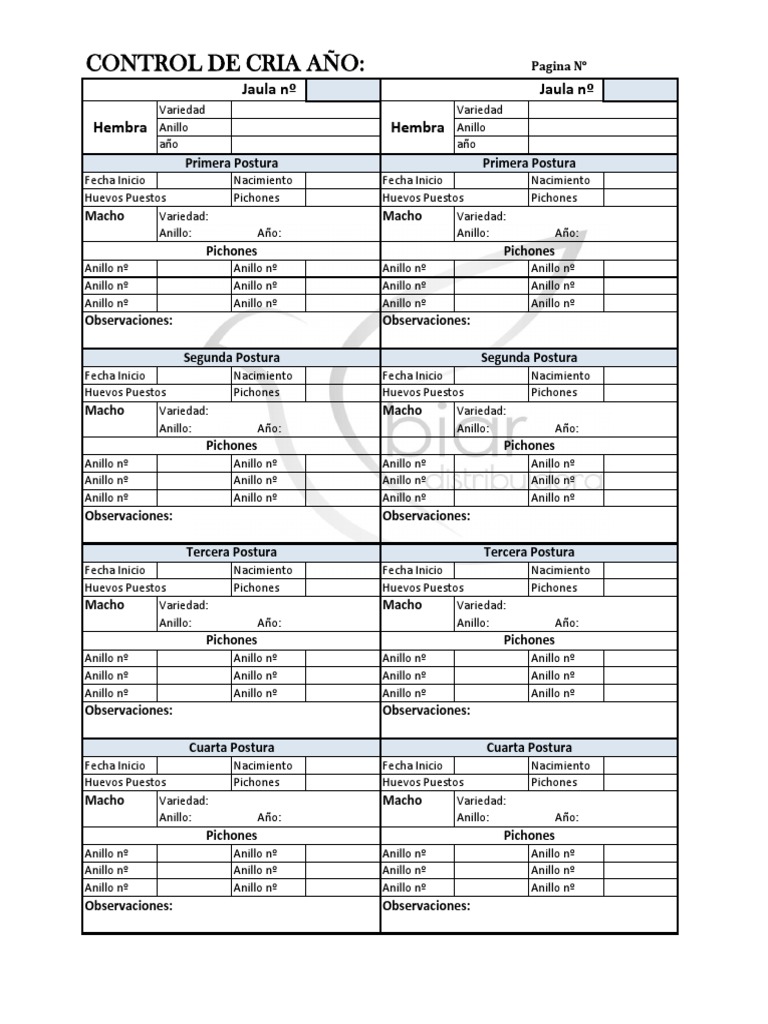 Control de Cría de Canarios PDF | PDF | Aves | Ornitología