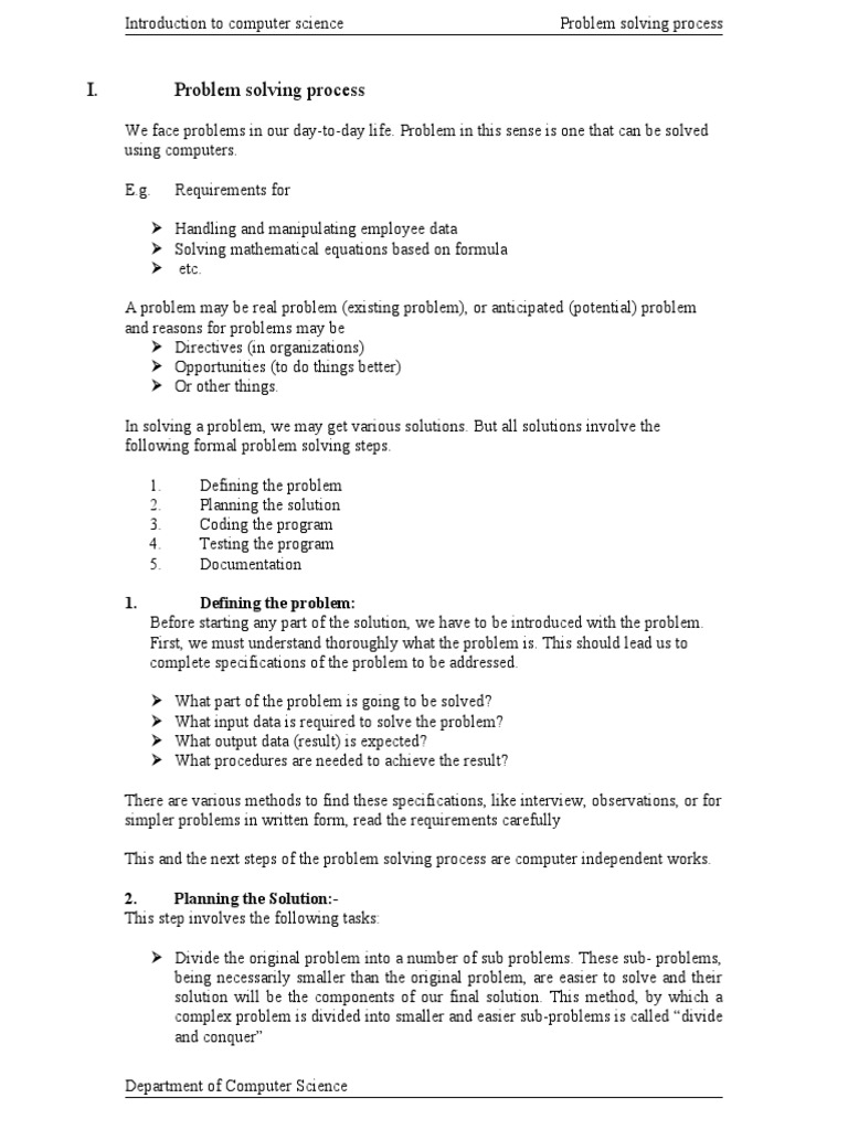 Cse Problem Solving Process Pdf Computer Program Programming 9485