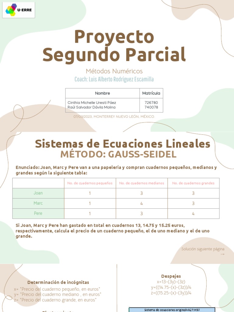 Proyecto Segundo Parcial - Métodos Numéricos | PDF | Ecuaciones | Análisis numérico