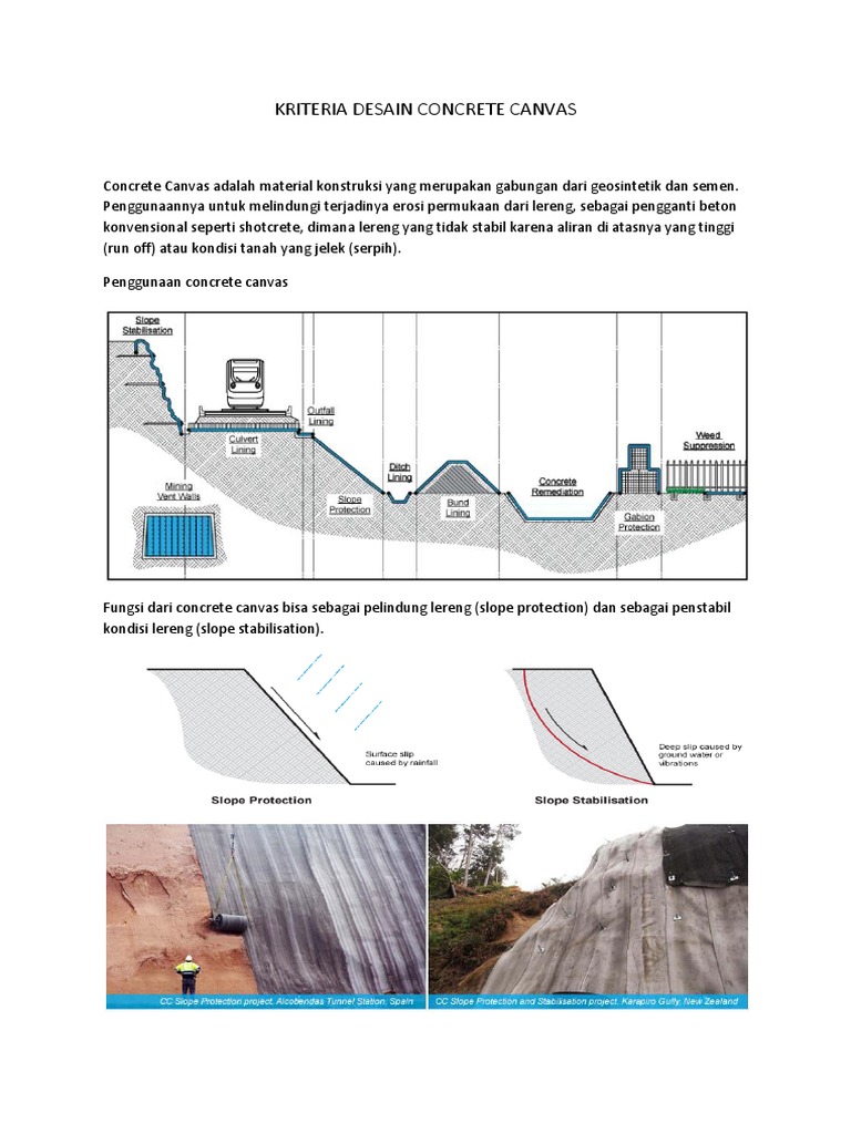Kriteria Desain Concrete Canvas (Geokomposit Semen) | PDF