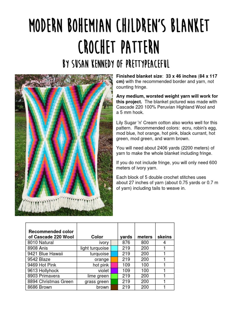 Modern Bohemian Child Blanket Crochet Pattern | PDF | Crochet | Textile Arts