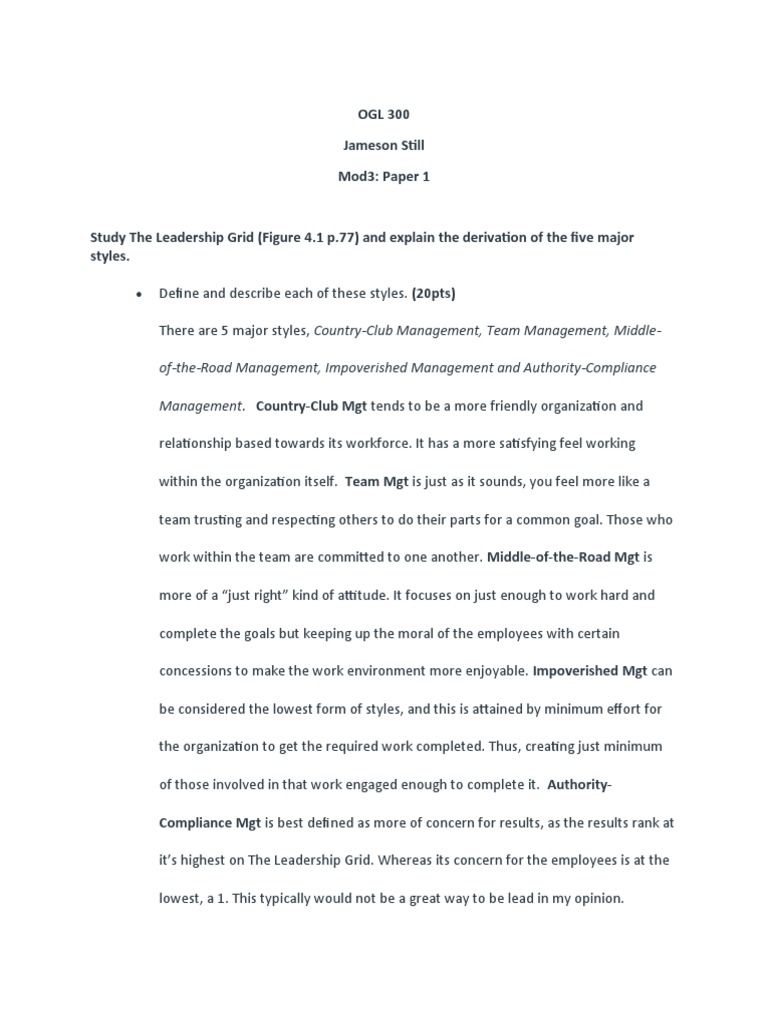 Ogl 300 Mod 3 Paper | PDF | Leadership | Behavioural Sciences