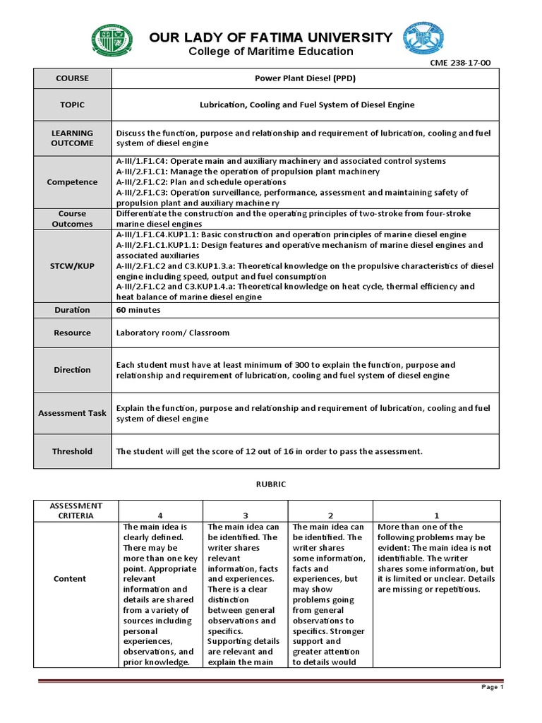 PPD Rubrics Essay Week 5 | PDF | Diesel Engine | Marine Propulsion