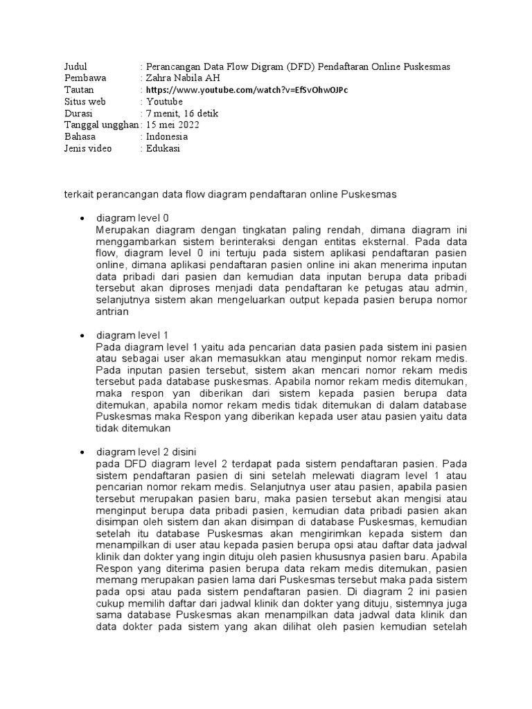 Perancangan Data Flow Digram Dfd Pendaftaran Online Puskesmas Pdf