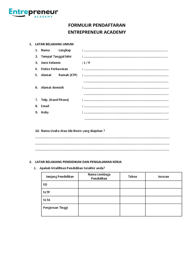 Formulir Pendaftaran | PDF