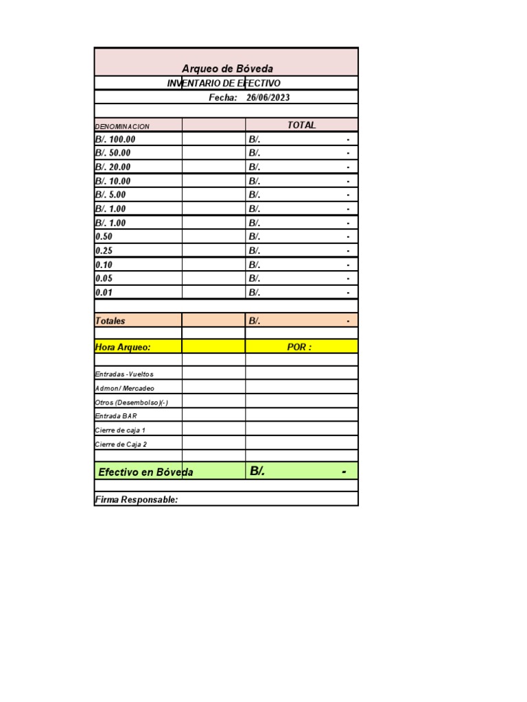 Arqueo de Bóveda | PDF