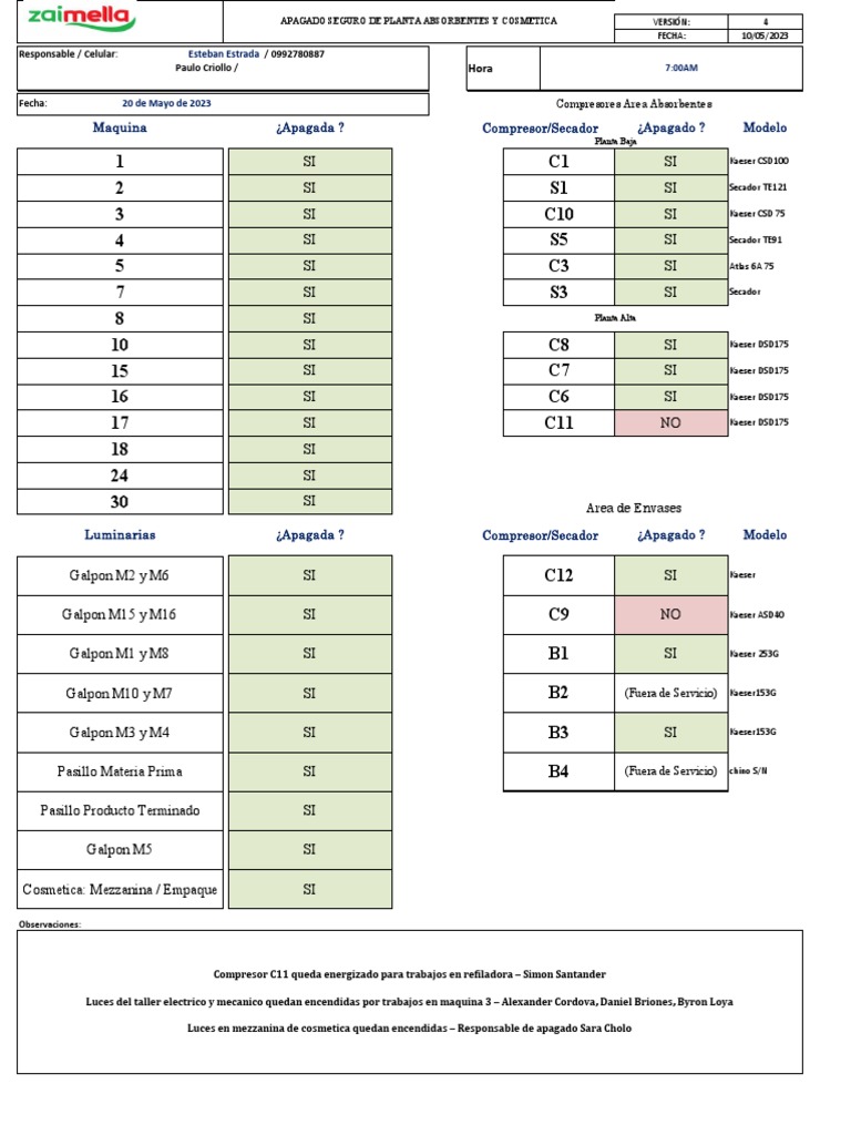 Formato Apagado Seguro de Planta 200523 PDF | PDF