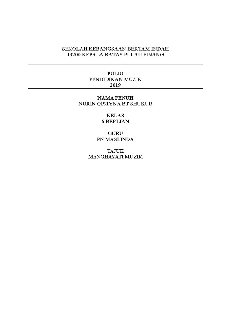 Muka Depan Folio Baru.docx | PDF