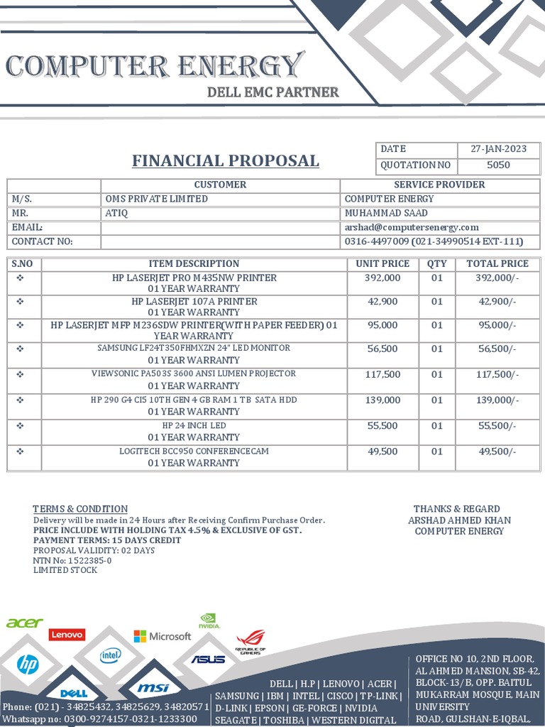 Computer Equipment Quotation Proposal | PDF | Computer Architecture | Computer Hardware