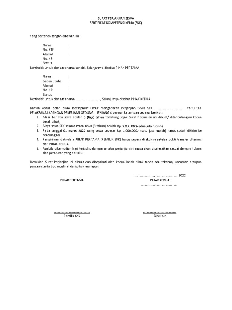 Perjanjian Sewa SKK | PDF