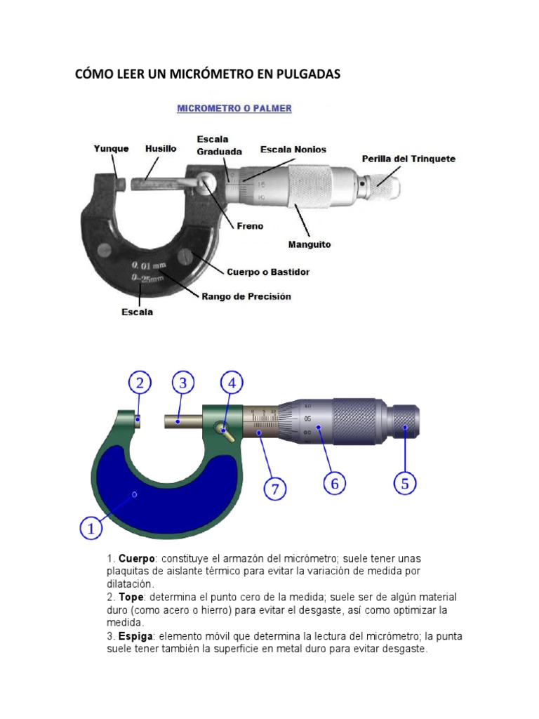 Cómo Leer Un Micrómetro en Pulgadas | PDF