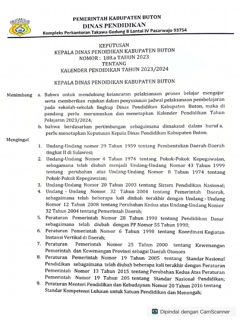 Kalender Pendidikan 2023-2024 | PDF