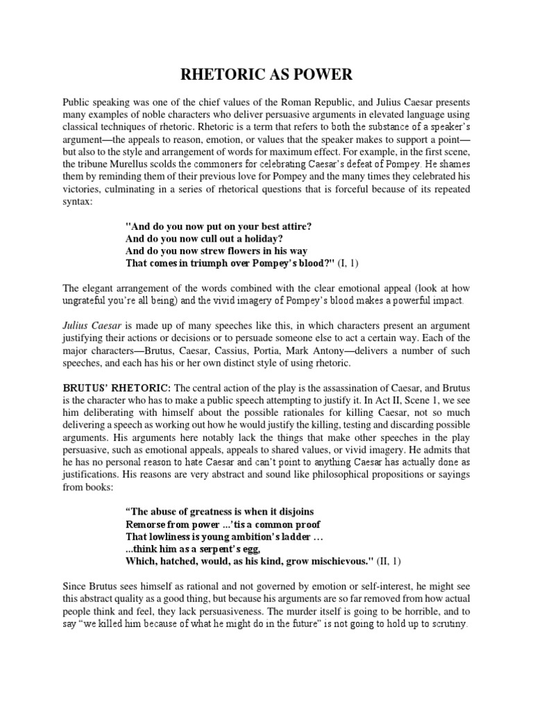 Rhetoric As Power-1 | PDF | Rhetoric | Julius Caesar