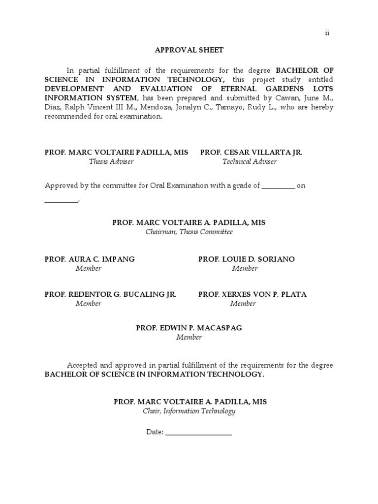 Approval Sheet for IT Project | PDF | Computers | Technology & Engineering