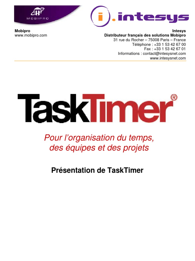 TaskTimer Presentation | PDF | Planification | Informatique