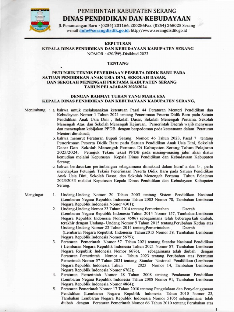 SK Juknis PPDB 2023-2024 - 2 | PDF