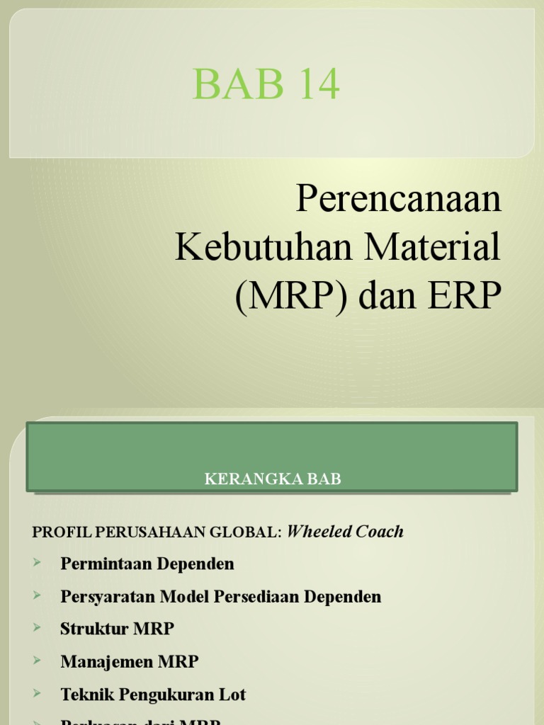 Bab14_Perencanaan Kebutuhan Material (MRP) Dan ERP | PDF