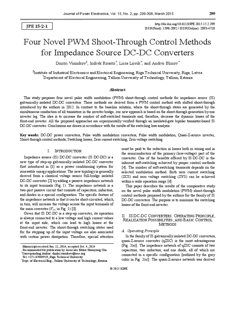 Four Novel PWM Shoot-Through Control Methods For Impedance Source DC-DC Converters | PDF | Power ...