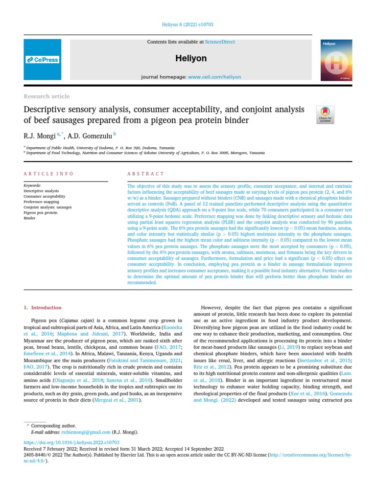 Descriptive Sensory Analysis Consumer Acceptability and Conjoint 2022 Hel | PDF | Bean ...