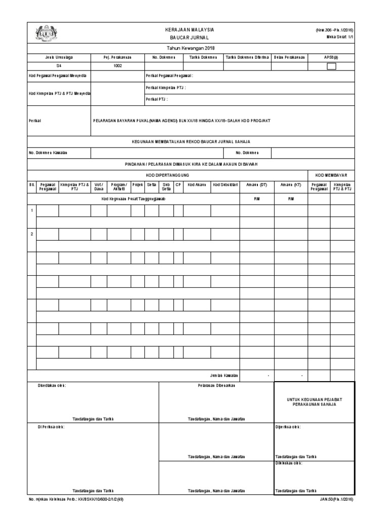 FORMAT JURNAL MANUAL - Kew 306 | PDF