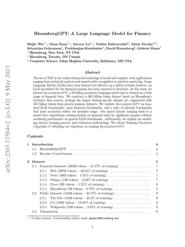 Bloomberg GPT | PDF | Computing | Cognitive Science